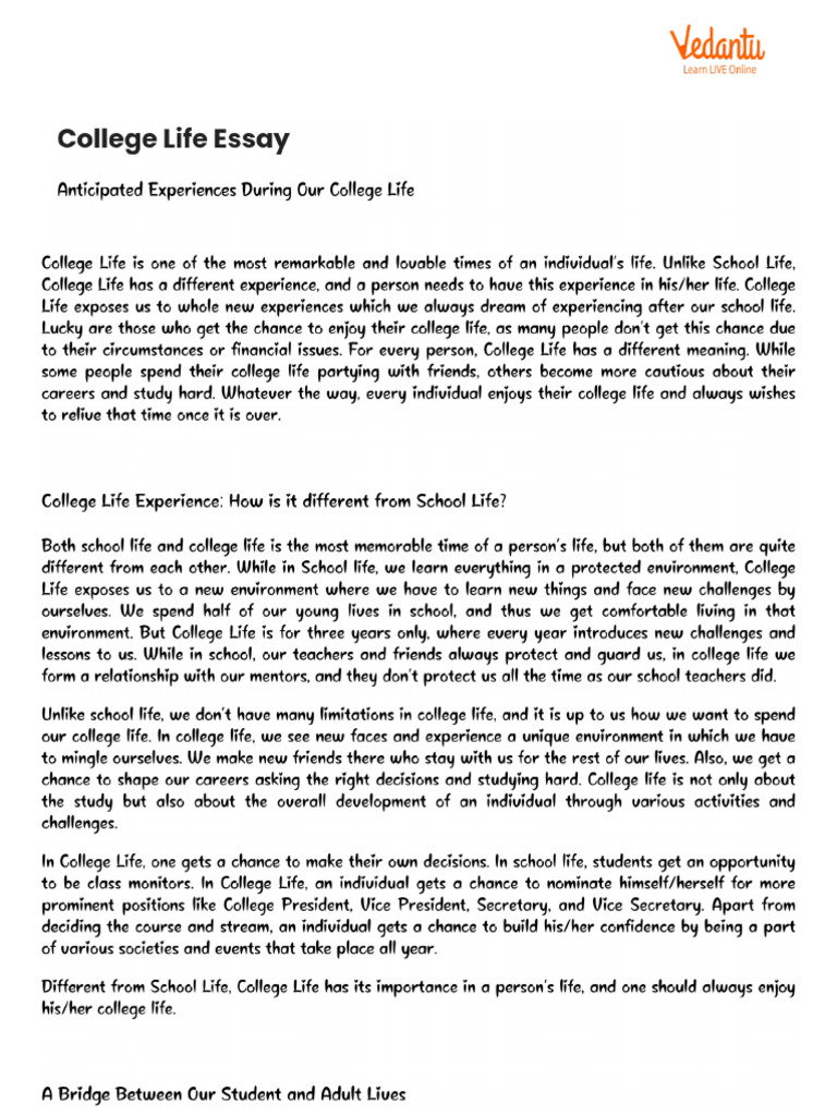 College Life Essay | PDF