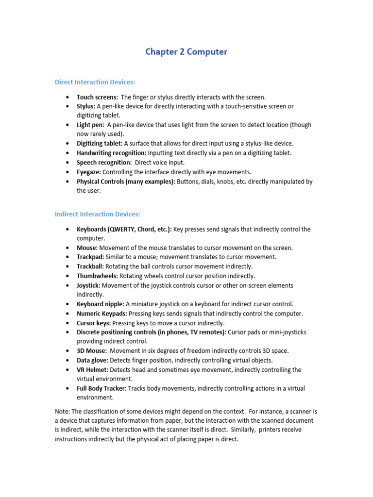 Chapter 2 Computer Summary | PDF | Cursor (User Interface) | Computer Keyboard