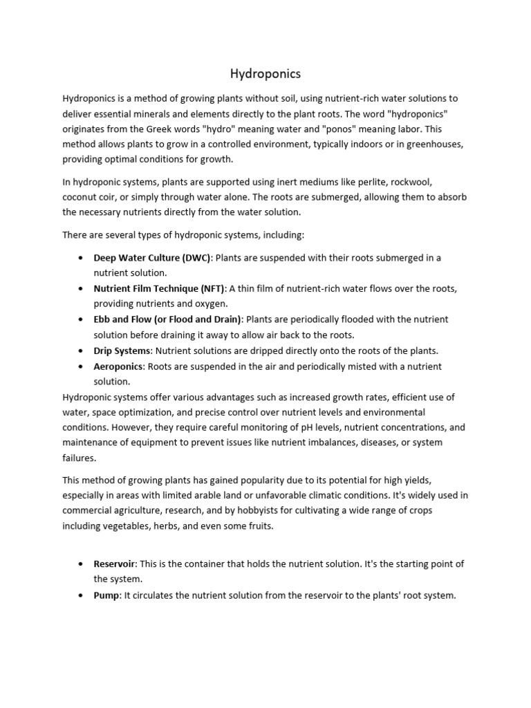 Hydroponics and Aquaponics | PDF | Aquaponics | Hydroponics Hydroponics and Aquaponics | PDF | Aquaponics | Hydroponics