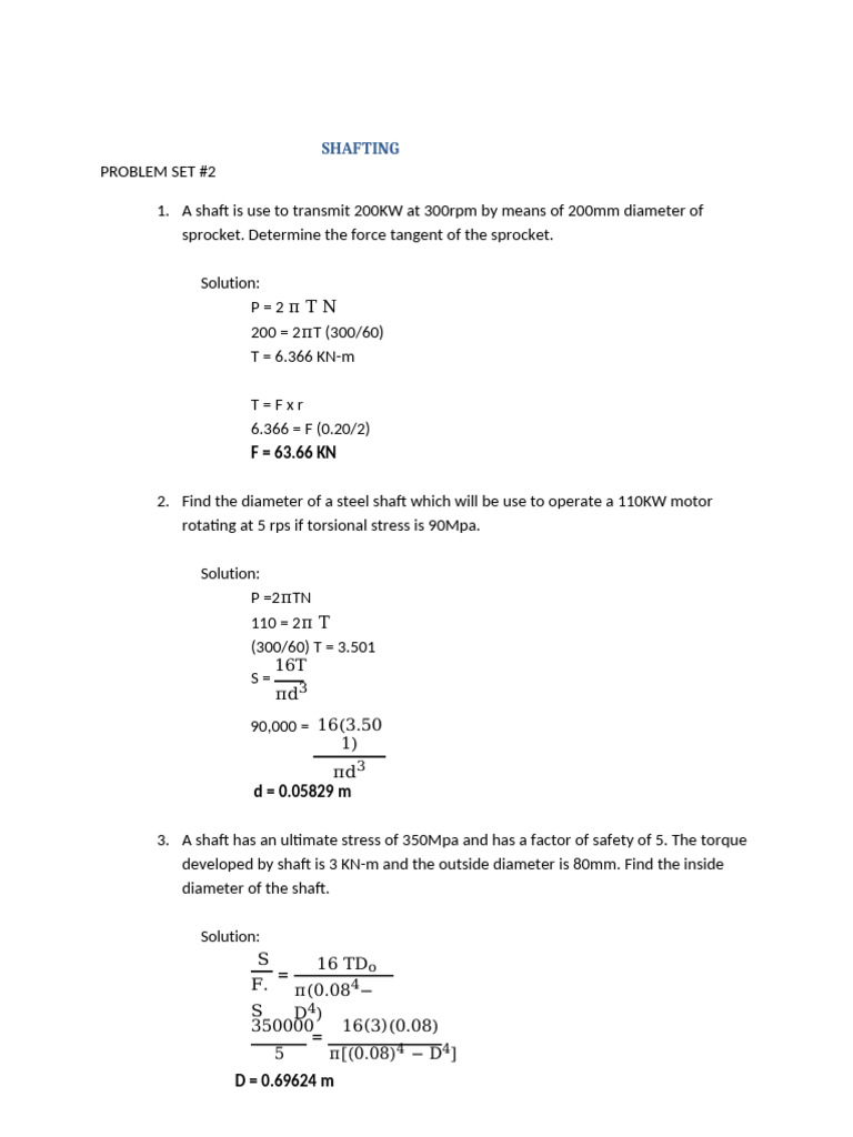MD Solved Problems 1 | PDF | Belt (Mechanical) | Manufactured Goods MD Solved Problems 1 | PDF | Belt (Mechanical) | Manufactured Goods