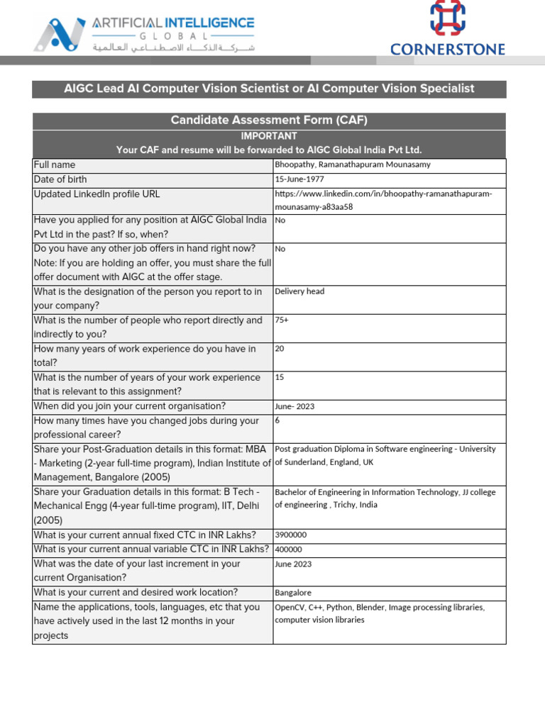 AIGC Lead AI Computer Vision Scientist or AI Computer Vision Specialist ...