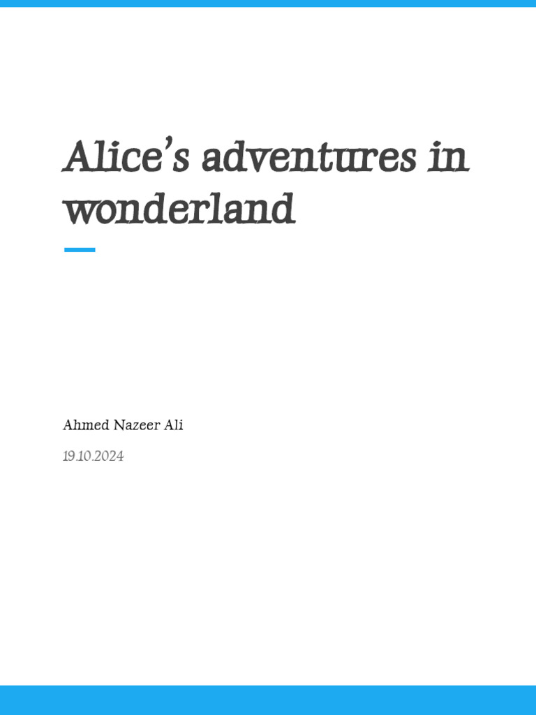 Exploring Alice's Wonderland Adventures | PDF | Alice (Alice's ...