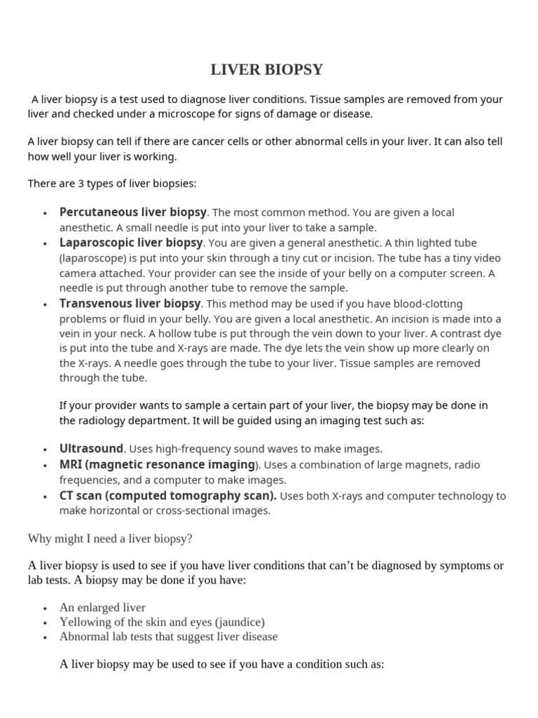 LIVER BIOPSY | PDF | Biopsy | Cirrhosis