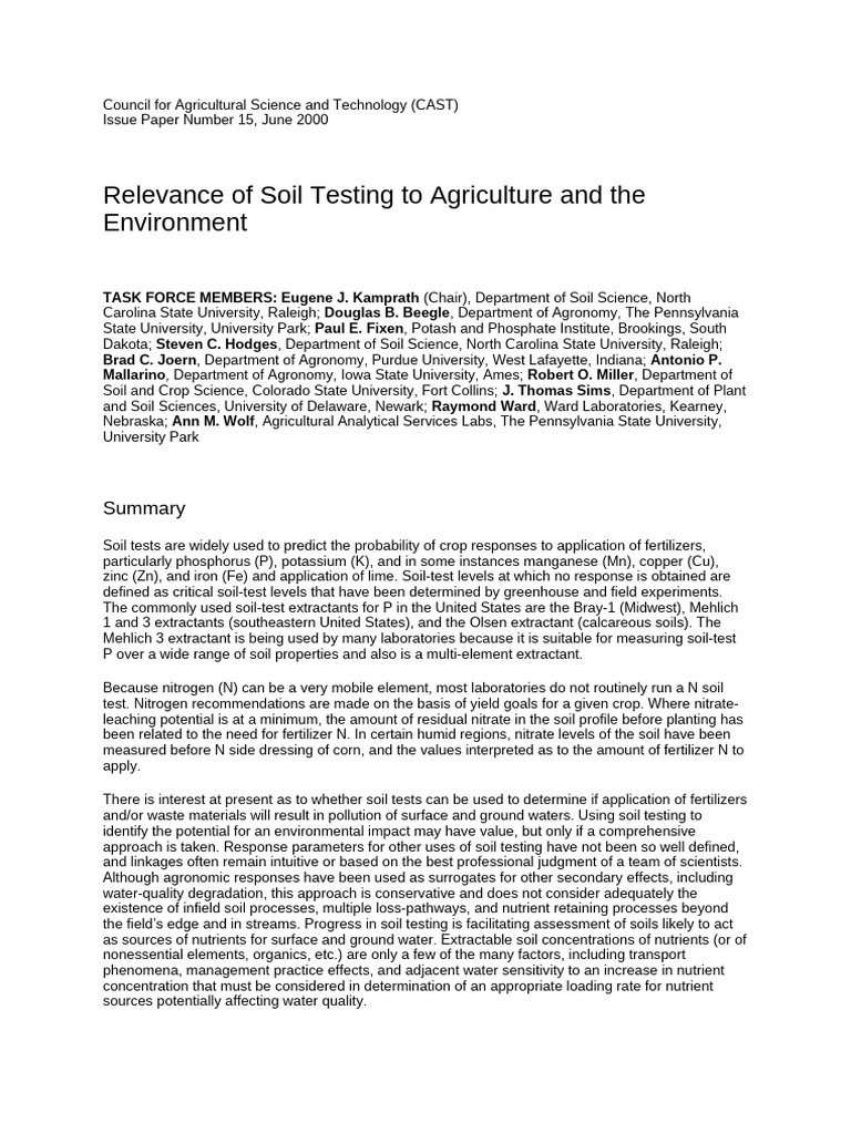 Relevance of Soil Testing To Agriculture | PDF | Plant Nutrition | Soil