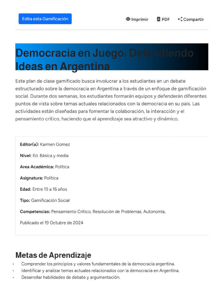 Democracia en Juego - Defendiendo Ideas en Argentina | PDF