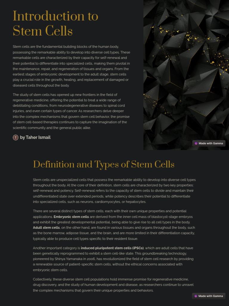 Introduction To Stem Cells | PDF | Stem Cell | Embryonic Stem Cell