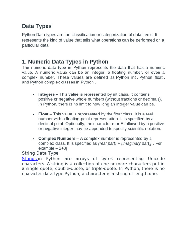 Data Types Notes Year 7 | PDF