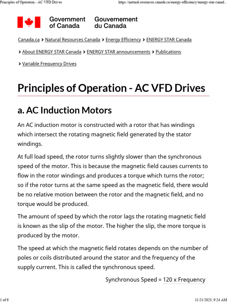 Principles of Operation - AC VFD Drives | PDF | Electric Motor ...