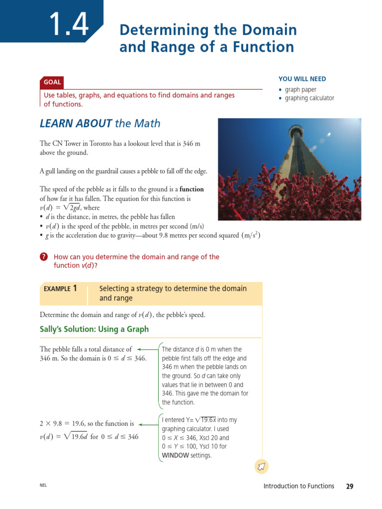 1.4 - Determining The Domain and Range of Functions | PDF | Function ...