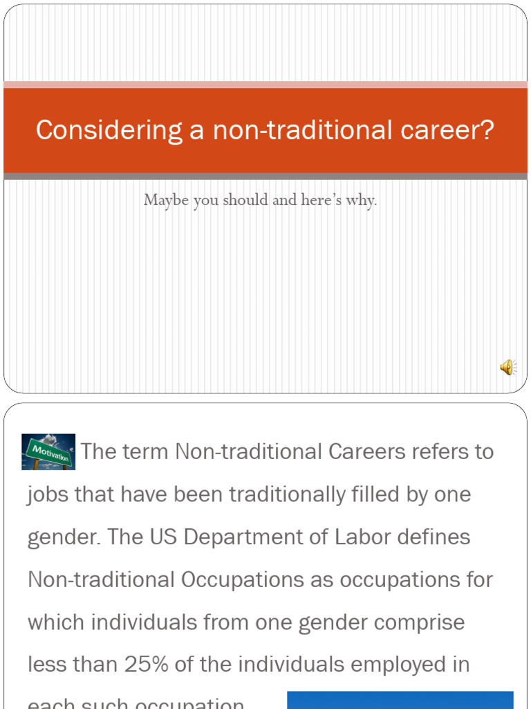 Considering A Non-Traditional Career Powerpoint | PDF | Employment | Labor