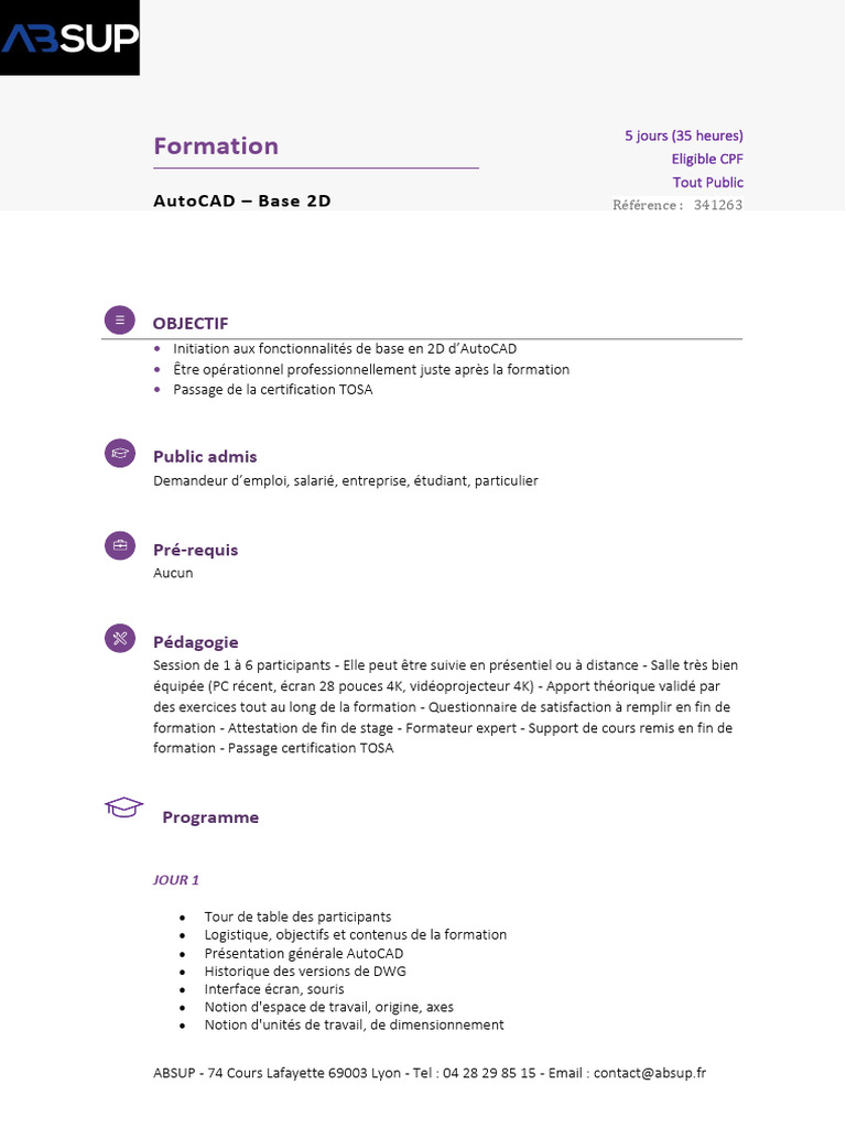 Formation AutoCAD 2D à Lyon | PDF | AutoCAD