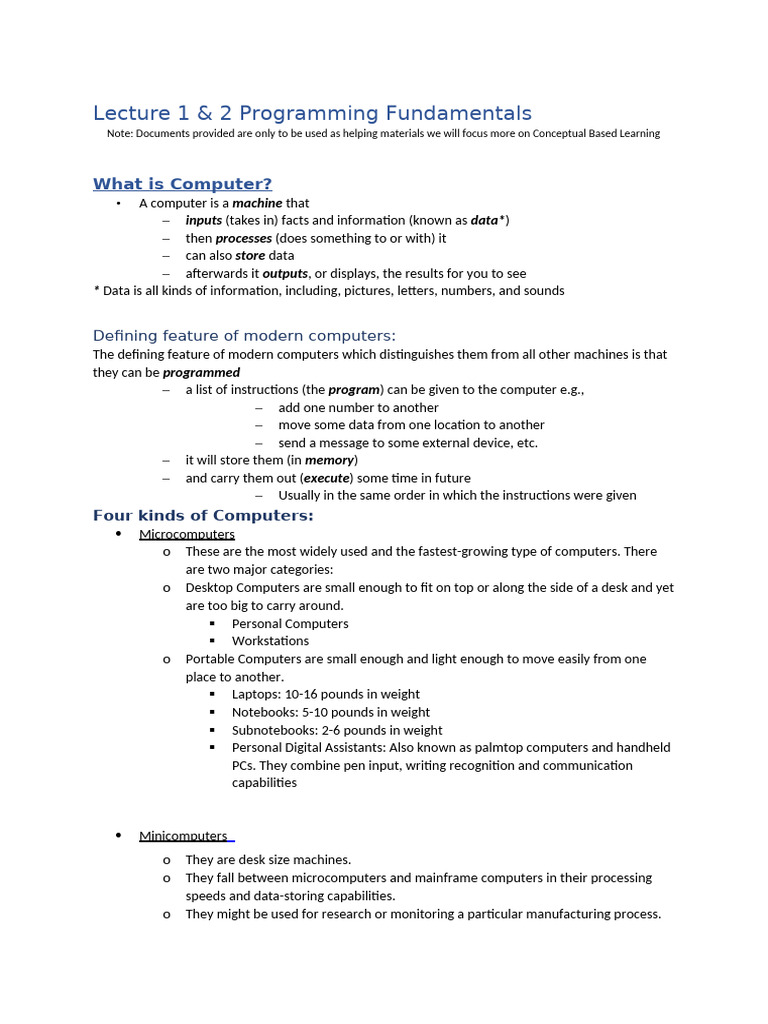 Lectures PF 1 | PDF | Central Processing Unit | Byte