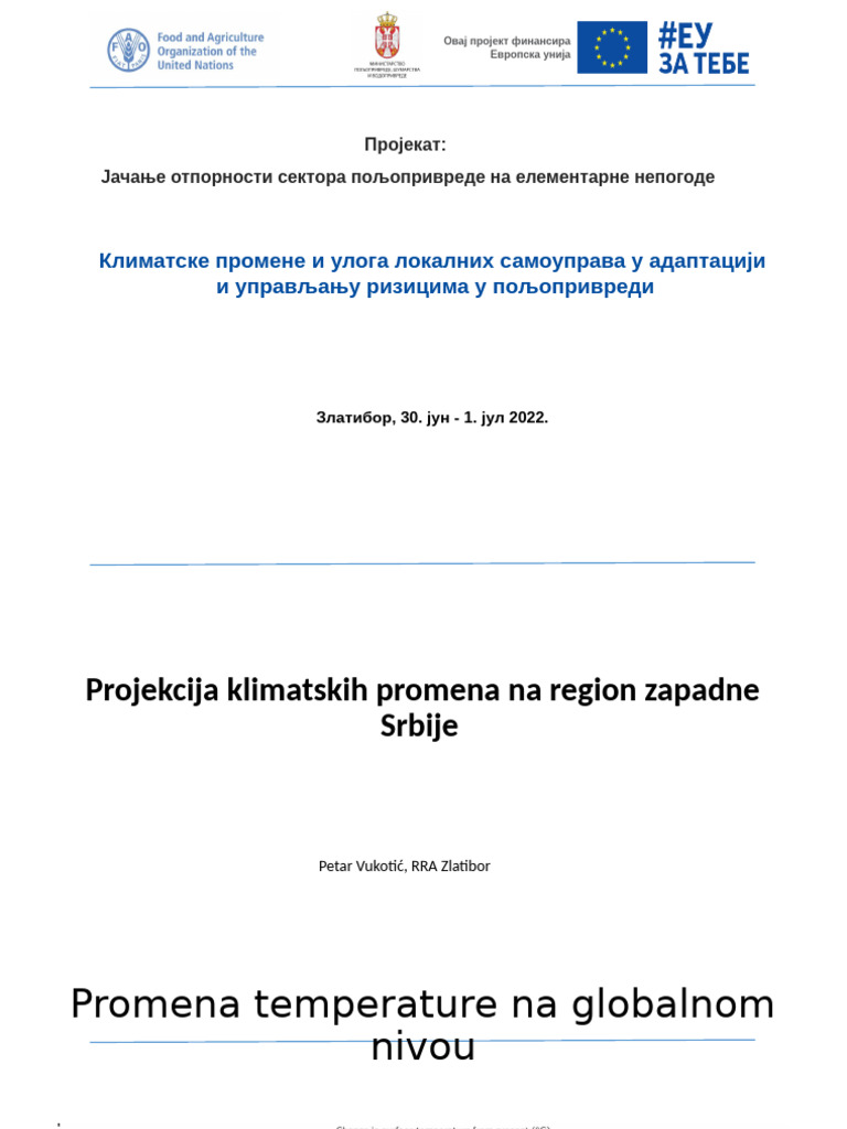 Projekcija Klimatskih Promena Na Region Zapadne Srbije | PDF