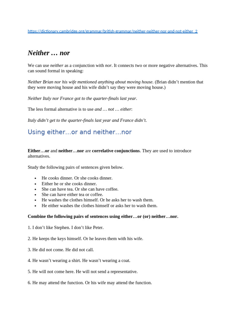 Either Or Neither Nor | PDF