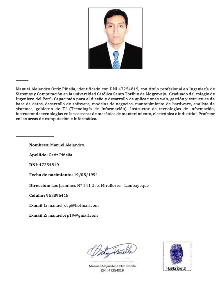 CV MANUEL | PDF | Mi sql | Informática