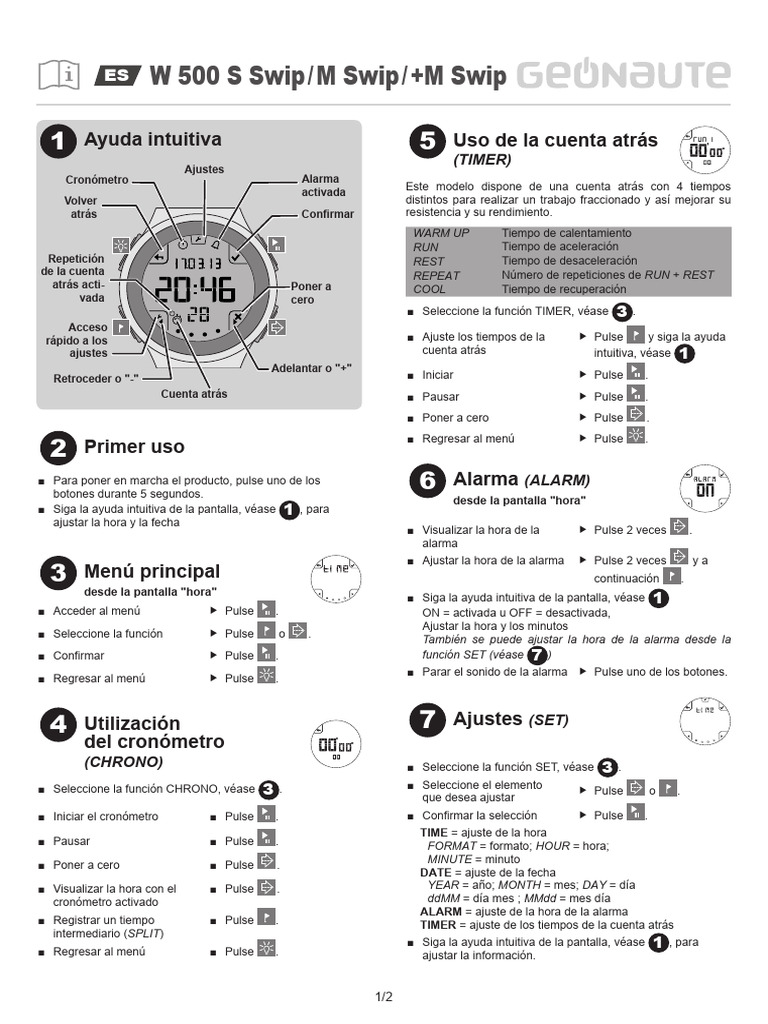 W 500 S Swip / M Swip / +M Swip: Ayuda Intuitiva Uso de La Cuenta Atrás ...
