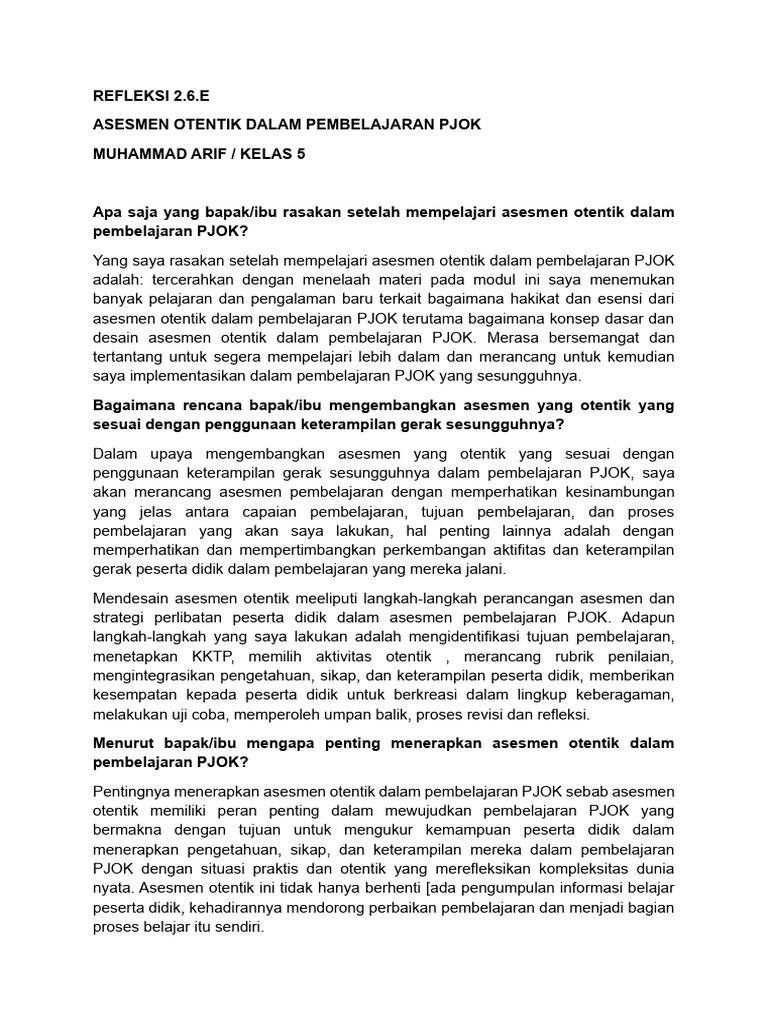 refleksi 2.6.e (Muhammad Arif) | PDF