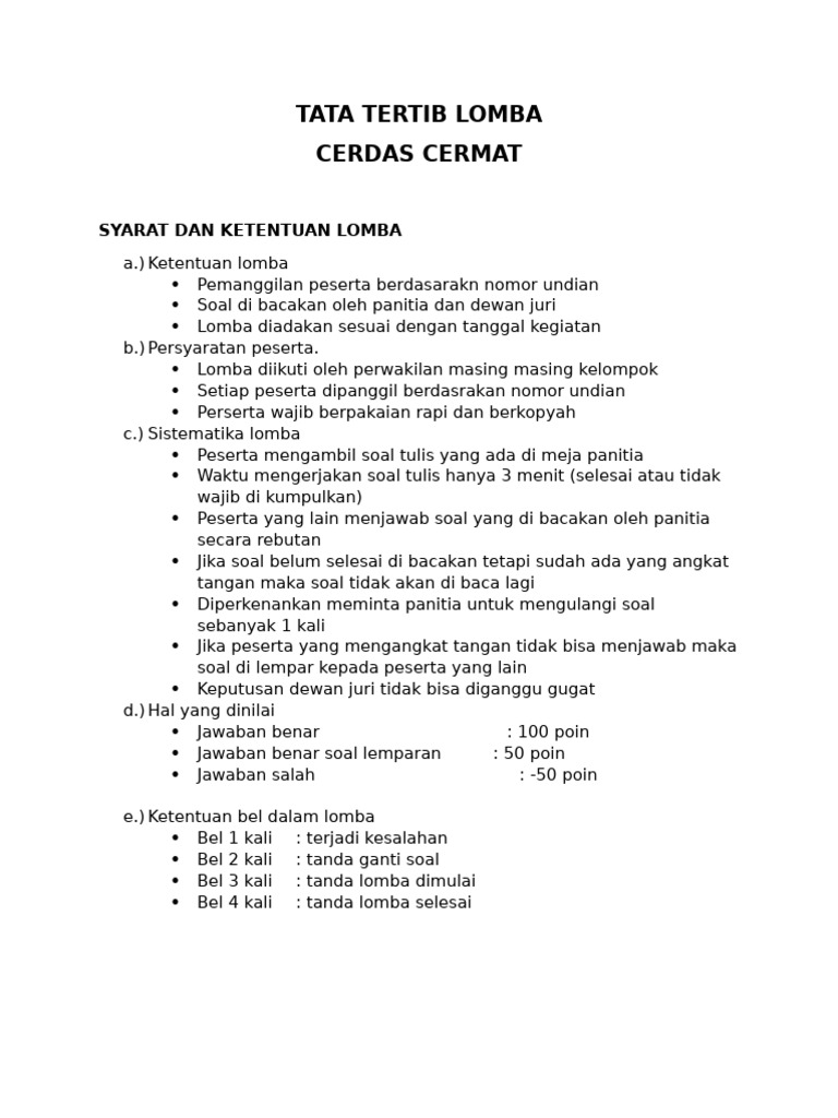 Tata Tertib Lomba | PDF
