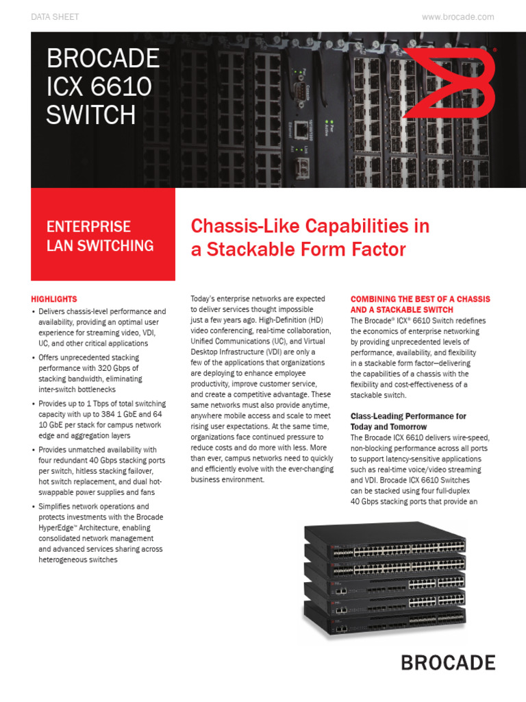 Brocade ICX 6610 data sheet | PDF | Computer Network | Network Switch