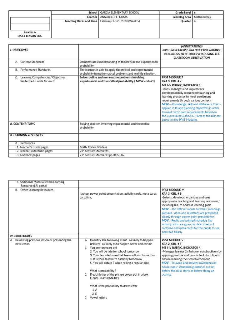 COT_DLP_MATHEMATICS 5 | PDF | Learning | Curriculum