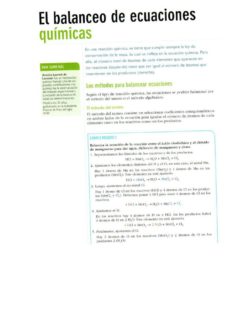 Balanceo de Ecuaciones Quimicas | PDF