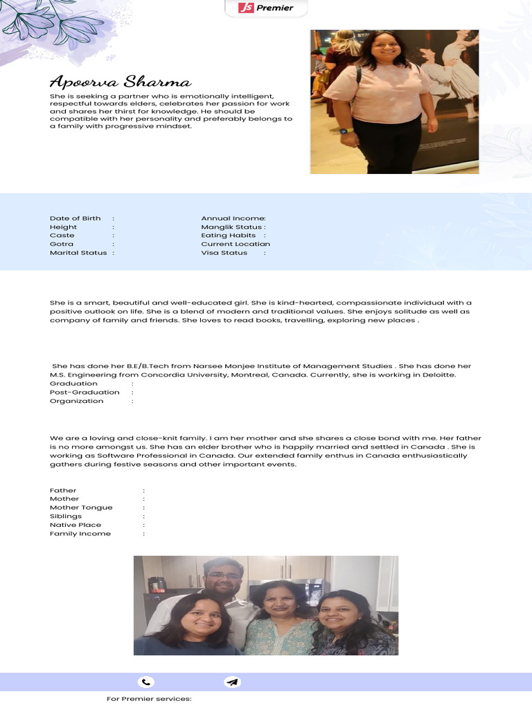 Apoorva Sharma Biodata | PDF