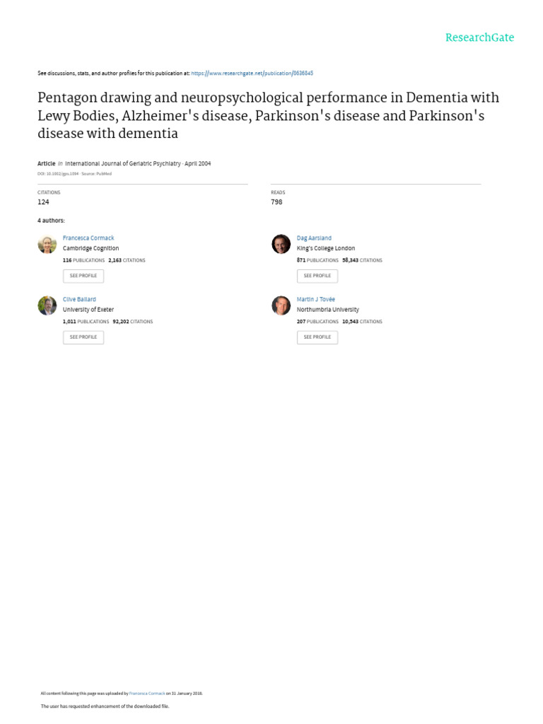 Pentagon Drawing and Neuropsychological Performanc | PDF | Dementia ...