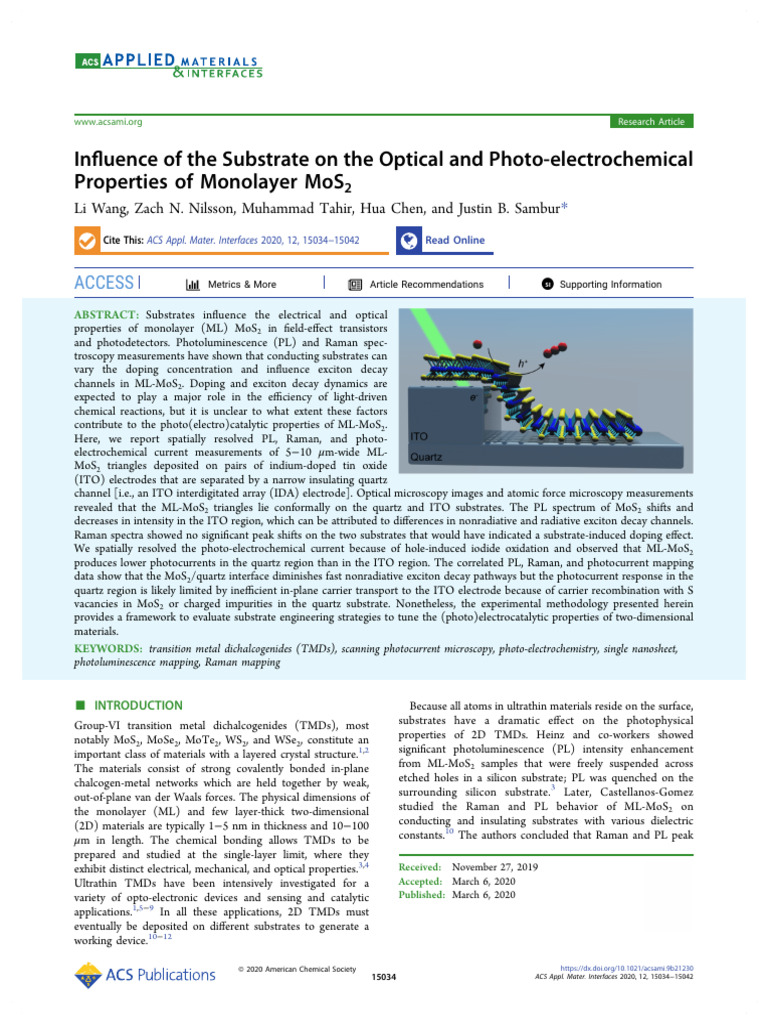 Wang Et Al 2020 Influence of The Substrate On The Optical and Photo ...