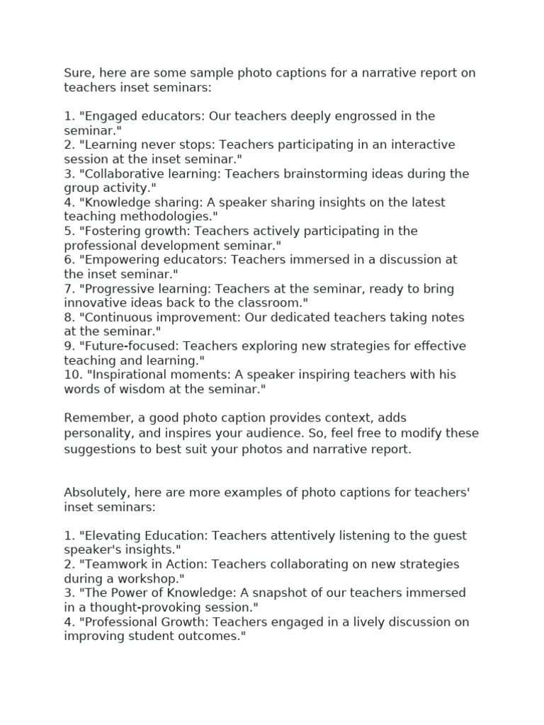 caption | PDF | Teachers | Learning