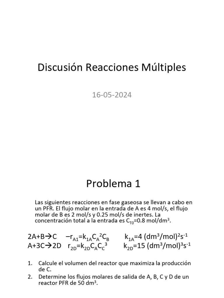 Discusión Reactores Multiples | PDF