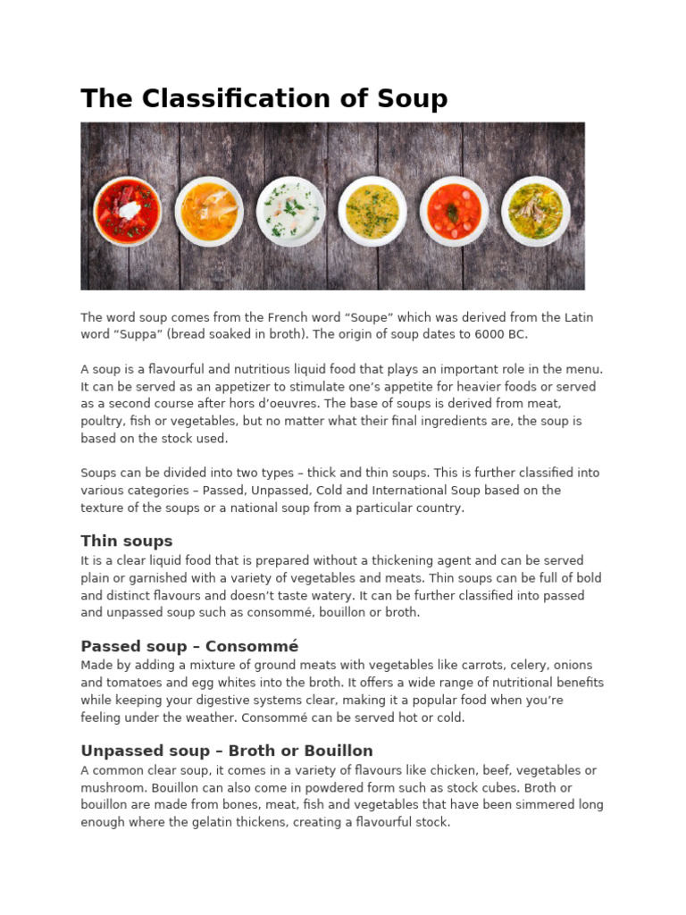 The Classification of Soup | PDF | Soup | Foods