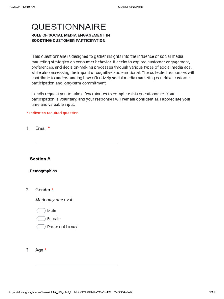 RP 3RD SEM QUESTIONNAIRE - Google Forms | PDF | Social Media | Popular ...