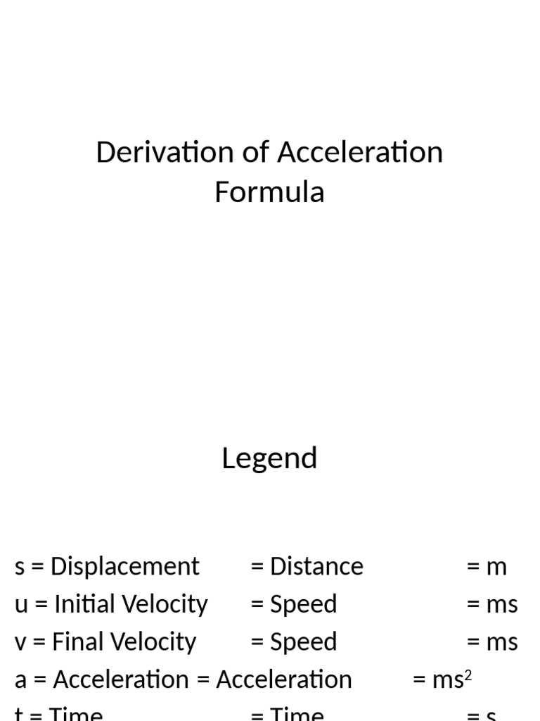 Derivation of Acceleration Formula | PDF