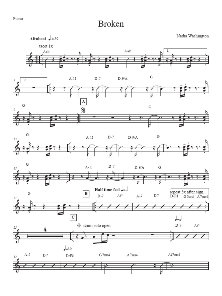 Copy of Broken - Electric Piano - Score | PDF