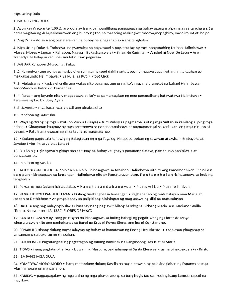 Mga Uri ng Dula | PDF