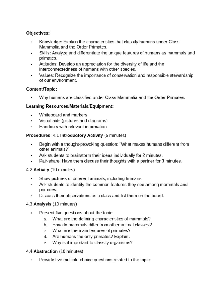 Explain The Characteristics That Classify Humans Under Class Mammalia ...