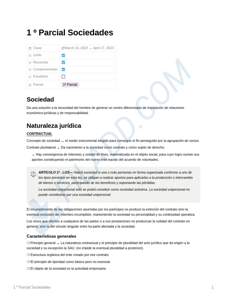 1 Parcial Sociedades | PDF | Sociedad de responsabilidad limitada | Bienes (Ley)