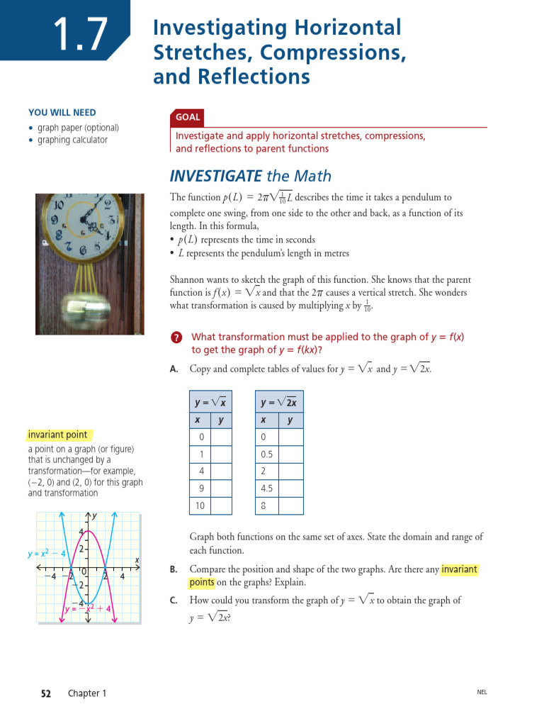 1.7 - Horizontal Stretches, Compressions, and Reflections | PDF ...