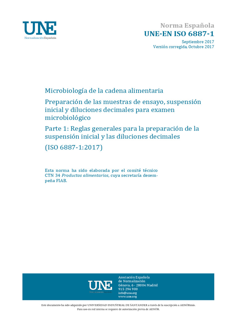 Une en Iso 6887-1 | PDF | Organización internacional para la ...