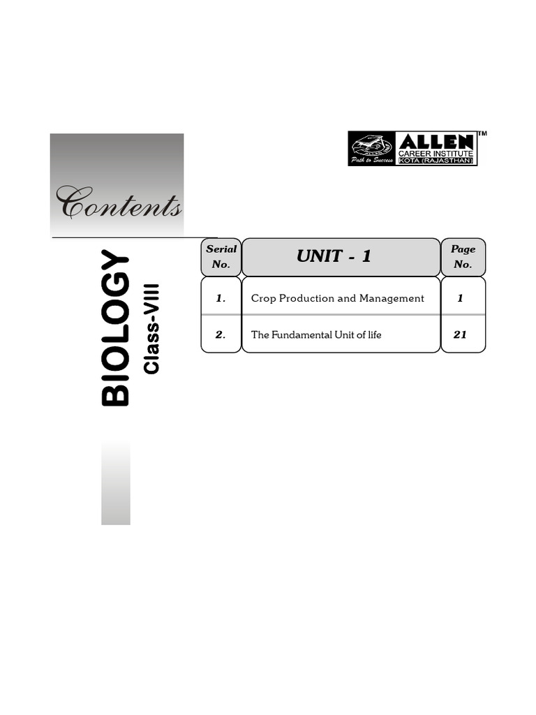 Class - VIII (Biology) Unit-1 | PDF | Fertilizer | Manure
