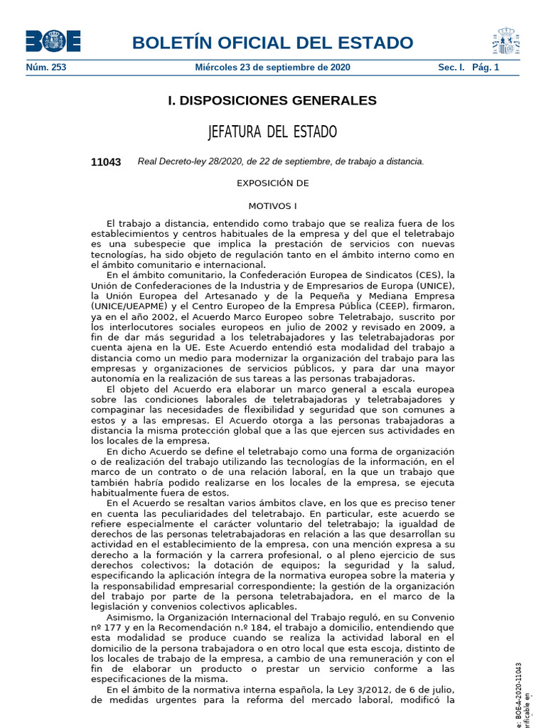 Boe A 2020 11043 | PDF | Derecho laboral | Economias