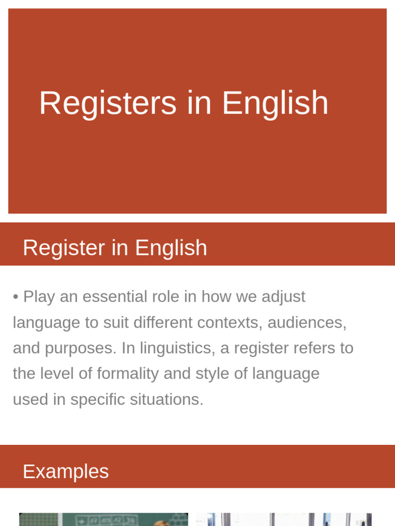 English Language Registers Guide | PDF | Language Arts & Discipline