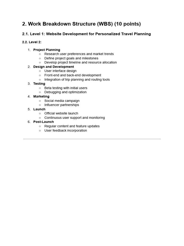 Work Breakdown Structure (WBS) (10 Points) : 2.1. Level 1: Website ...
