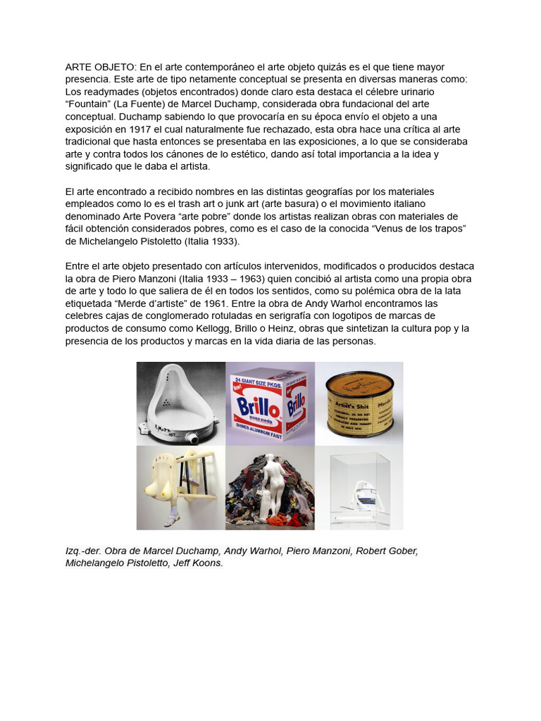 Arte Objeto: Conceptos y Ejemplos | PDF
