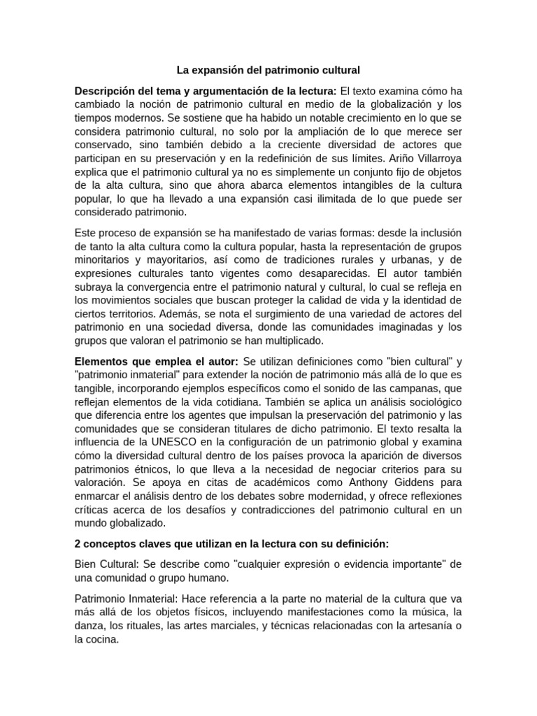 La expansión del patrimonio cultural Reporte 5 | PDF | Patrimonio cultural | Bienes (Ley)