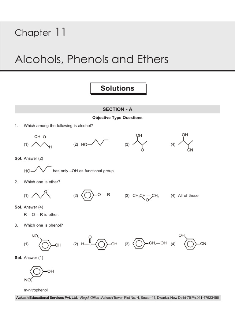 Alcohols, Phenols and Ethers | PDF | Ether | Methyl Group