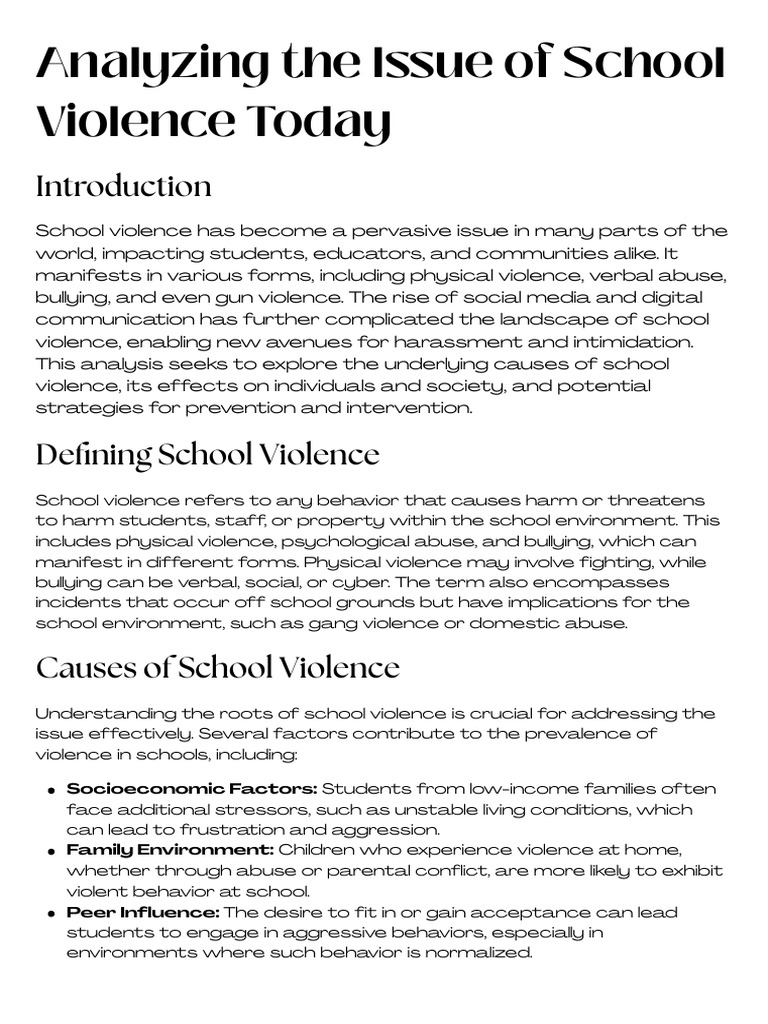 ## Analyzing The Issue of School Violence Today | PDF | Violence | Bullying