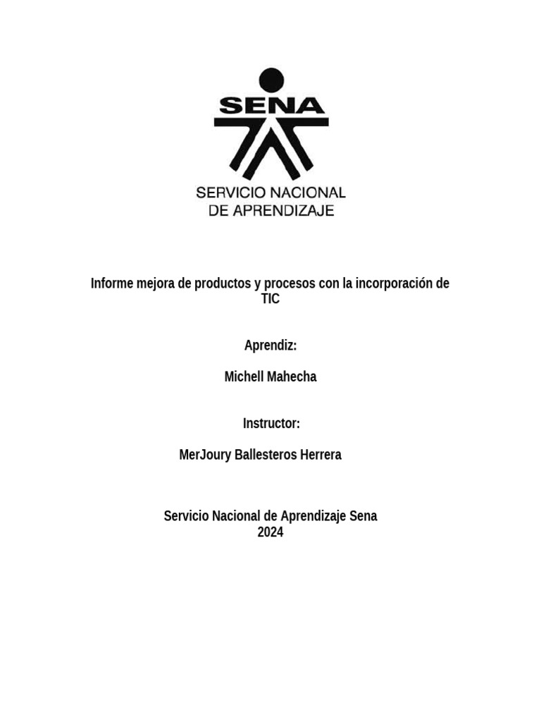 Informe Mejora de Productos y Procesos Con La Incorporación de TIC2 | PDF | Tecnología de ...