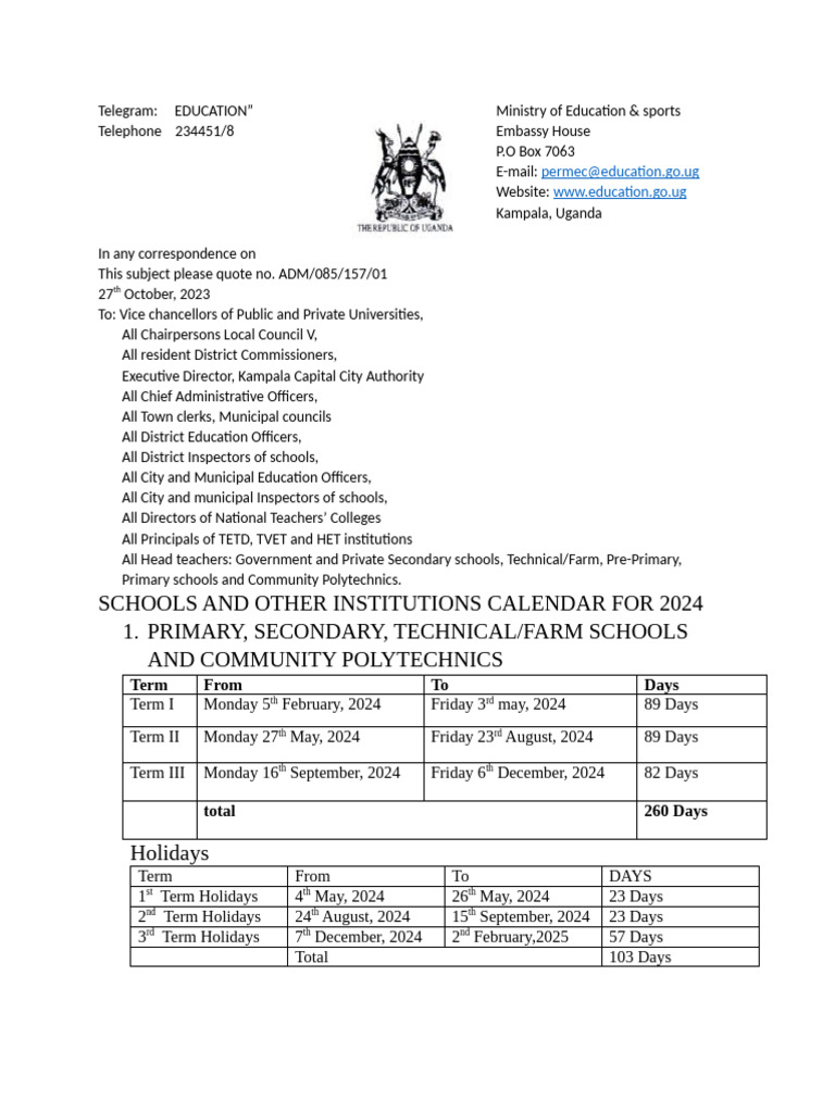 School Calender | PDF