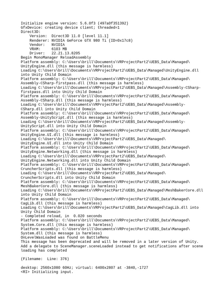 output_log | PDF | Unity (Game Engine) | Operating System Families